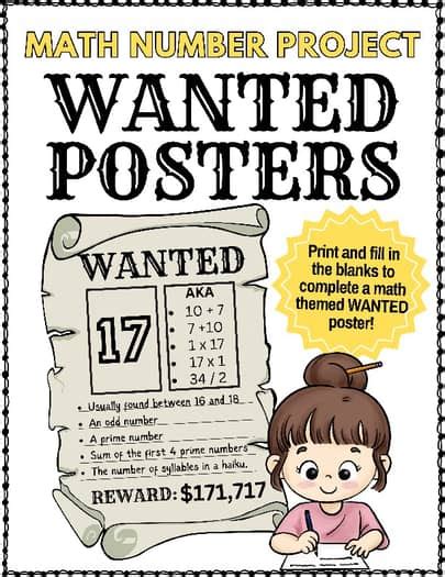 Math Themed Number Wanted Poster Project Templates By Henrycreated