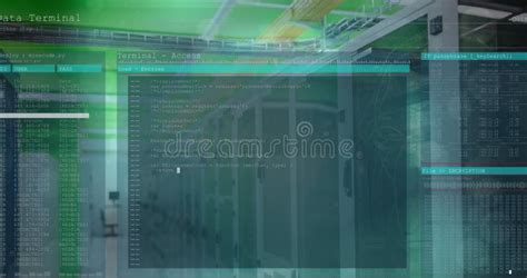 animation of interface with data processing and light spots against