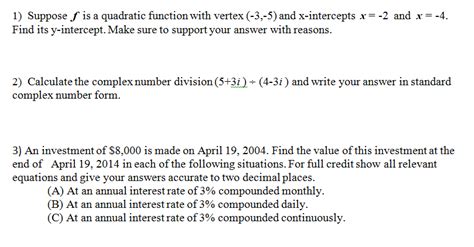 Solved Suppose F Is A Quadratic Function With Vertex 3 5 Chegg Com