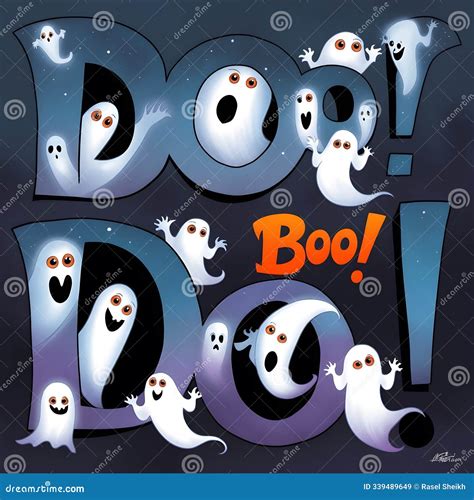 Ghostly Silhouettes Of Various Shapes And Sizes Form The Letters Stock