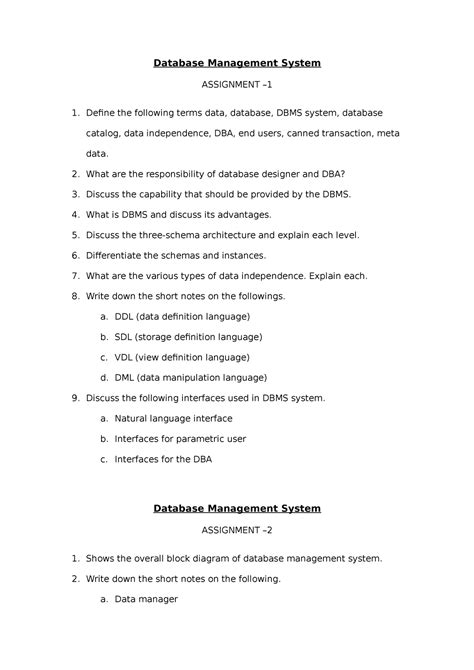 Assignments Its Really Worth Trying It Database Management System Assignment Define