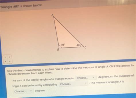 Solved Triangle Abc Is Shown Below Use The Drop Down Menus To