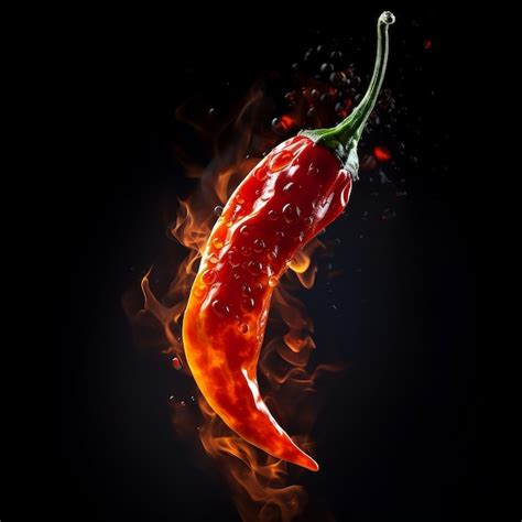 Burning Red Chili Pepper On A Black Background Ai Premium Ai