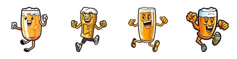 Premium Vector Running Cute Glass Beer Cartoon Vector Illustration