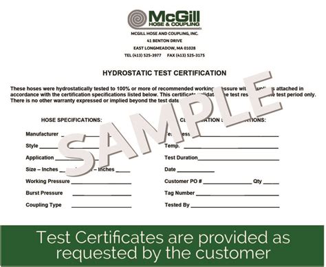 Hose Testing And Certification Mcgill Hose And Coupling Inc