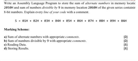 Solved Write An Assembly Language Program To Store The Sum