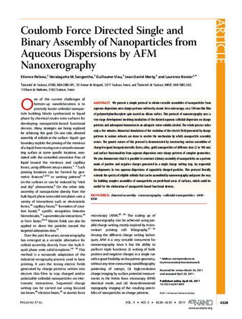 Pdf Coulomb Force Directed Single And Binary Assembly Of Nanoparticles From Aqueous