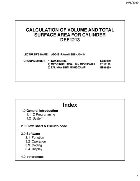Assignment Cp Calculation About The Volume And Surface Of Cylinder In C Language CALCULATION