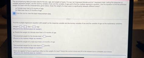 Solved The Accompanying Table Provides Data For The Sex Chegg Com