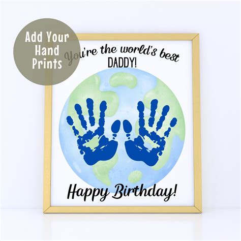 Printable Happy Birthday Daddy Handprint Art Custom Birthday T