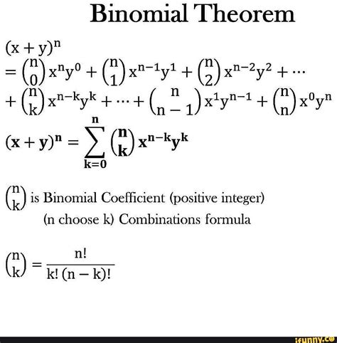 Binomial Theorem 0 Is Binomial Coefficient Positive Integer N