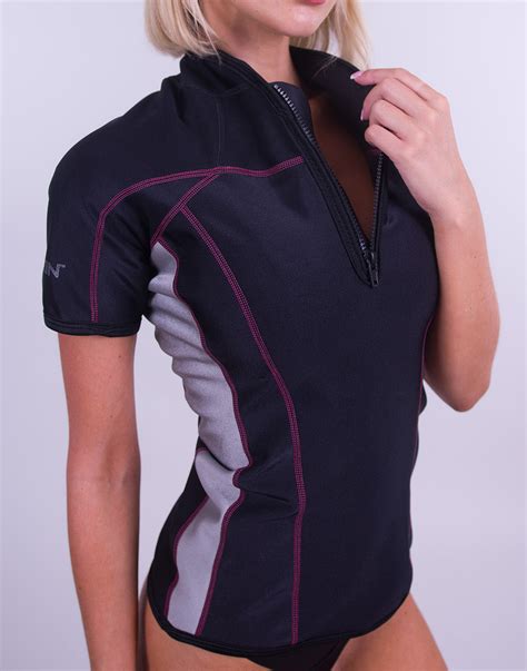 Chillproof Short Sleeve Chest Zip Womens Seconds Sharkskin New