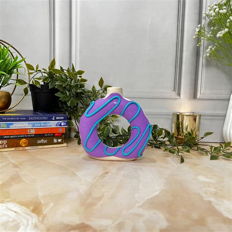 Ceramic Donut Vase 6 Inch Tabletop Vase For Living Room