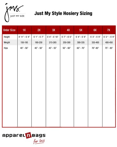 Just My Size Leggings Size Chart