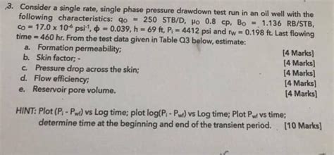 Solved 3 Consider A Single Rate Single Phase Pressure