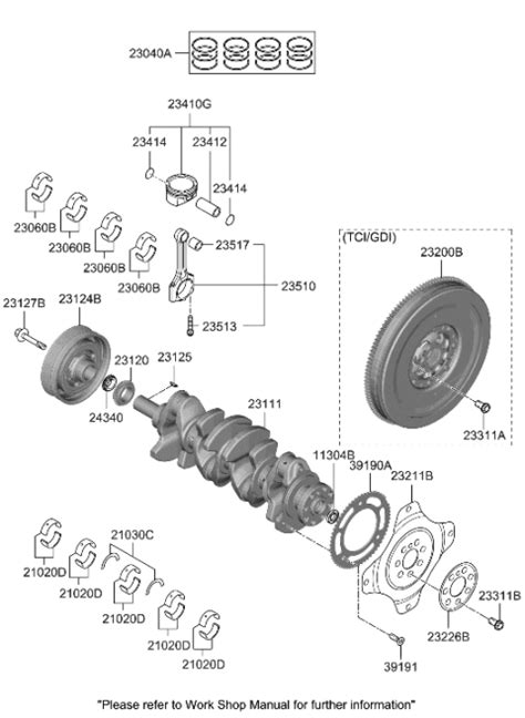23410 2s001 Genuine Hyundai Piston And Pin And Snap Ring Assembly