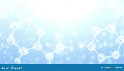 Horizontal Banner With Model Of Abstract Molecular Structure Background Of Blue Color With