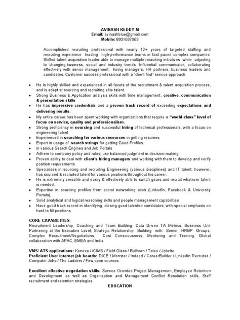 avinash resume pdf recruitment résumé