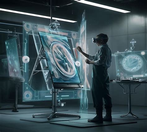 A Futuristic Scene Of A Professional Artist Using Augmented Reality Ar