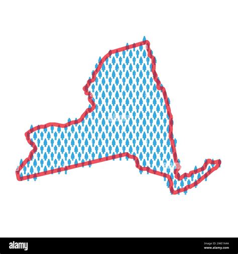 New York Population Map Stick Figures People Map With Bold Red Translucent State Border