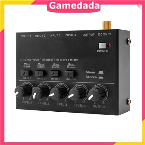 Ultra Low Noise 4 Channel Line Stereo Mixer 4 Input 1 Output DC 5V Portable Mini Audio Mixer