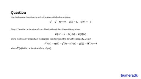 Solved Use The Laplace Transform To Solve The Given Initial Value Problem Y Y 6 Y0 Y0