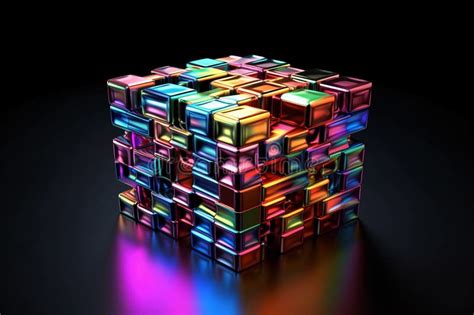 Glossy And Colorful Metallic Cube With Ornaments Pattern Stock Illustration Illustration Of