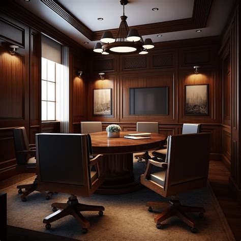 우아한 비즈니스 회의실 인테리어 디자인 컨셉 빌딩 인테리어 배경 프리미엄 사진
