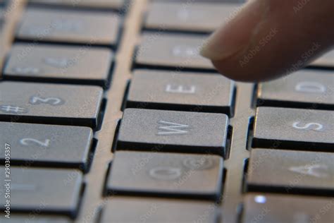 Black Laptop Keyboard Image In Escape Of Keys With A Fixed Point And Out Of Focus Stock Photo