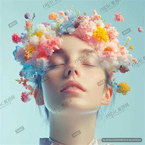 Ai创作图花艺化妆师 绚丽美体美颜彩妆美妆 花卉与美容 鲜花遮挡脸部 鲜花与美女 创意梦幻 女人花美容 美女在花下 浪漫花艺造型 花花季少女女人花 头上带花 森系彩妆 花色晕染 唯美花下少女