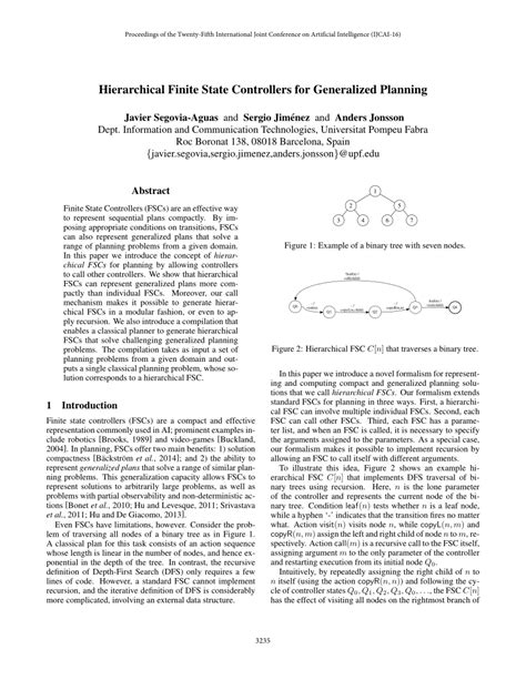 Pdf Hierarchical Finite State Controllers For Generalized Planning