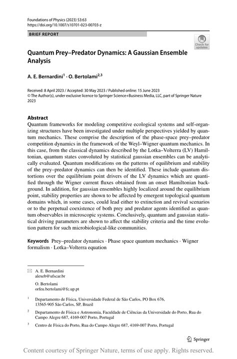 quantum prey predator dynamics a gaussian ensemble analysis