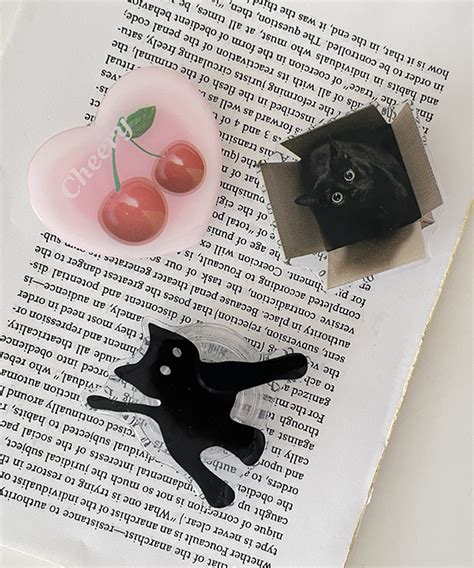 무브닝 키치 하이틴 검정 고양이 하트 체리 스마트톡 아크릴톡 위시버킷