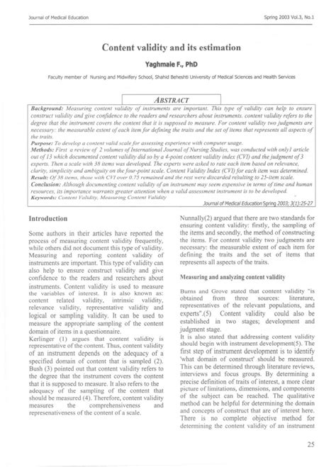 Pdf Content Validity And Its Estimation
