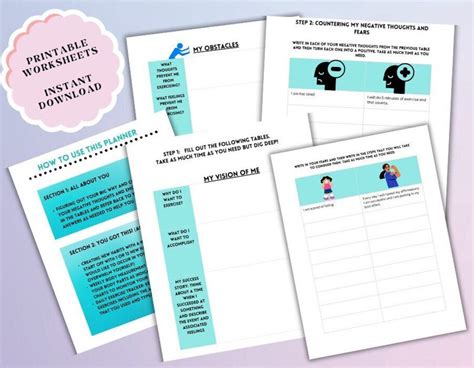 Printable Exercise Journal Goal Setting Mental Health Instant