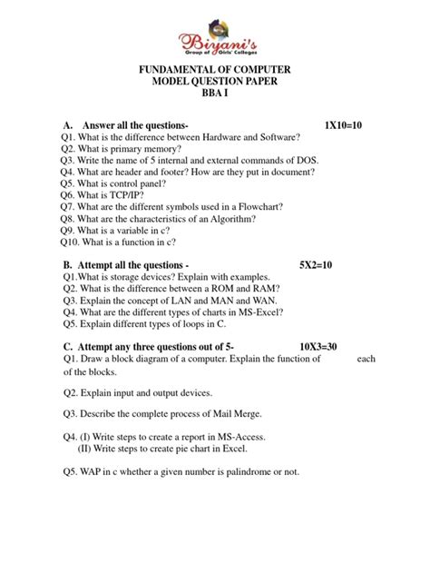 Fundamental Of Computer Odt Pdf Computer Science Computing