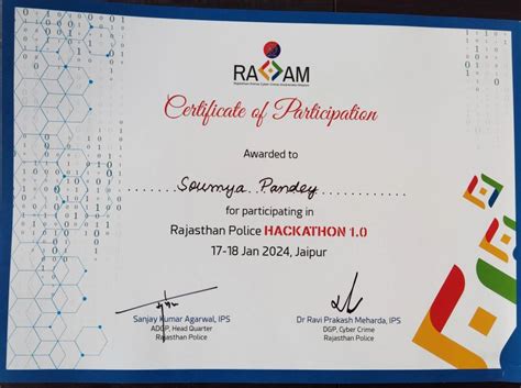Participated In Rajasthan Police Hackathon 10 Soumya Pandey Posted On The Topic Linkedin