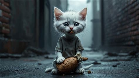 The Pitiful Kitten Cleaning A Kitten Despised For Its Poverty Cat