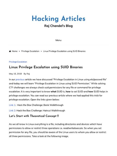 Linux Privilege Escalation Using Suid Binaries Pdf