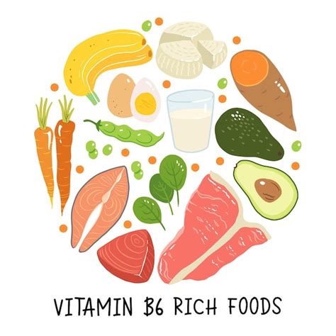 Ilustração De Estoque De Vetor De Vitamina B6 Produtos Alimentares Com Alto Teor De Vitamina B6