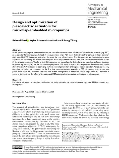 Pdf Design And Optimization Of Piezoelectric Actuators For Microflap Embedded Micropumps