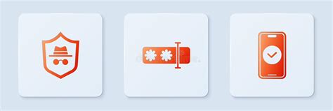 Set Password Protection Incognito Mode And Smartphone White Square