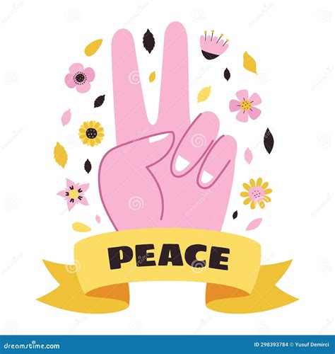Vector Drawing Of Peace Hand Sign Stock Vector Illustration Of Emblem