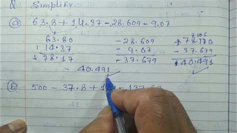Simplify Add The Decimal Following Numbers Youtube
