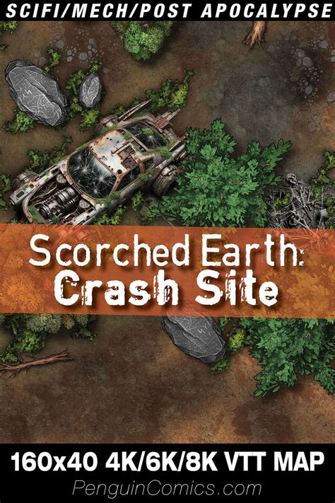 Vtt Battle Maps Scorched Earth Crash Site 160x40 Grid And No Grid