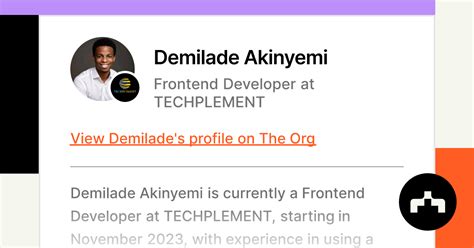 Demilade Akinyemi Frontend Developer At Techplement The Org