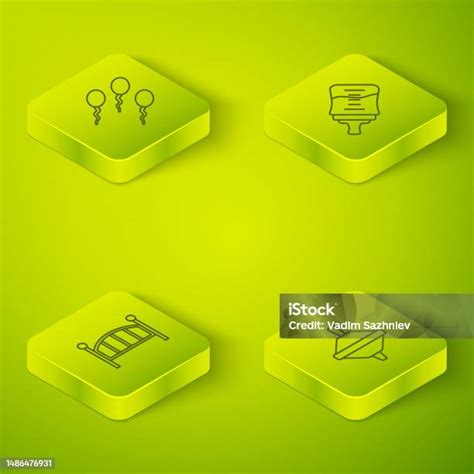 아이소메트릭 라인 젖병 유아용 침대 요람 침대 Whirligig 장난감 및 정자 아이콘을 설정합니다 벡터 3차원 형태에 대한 스톡 벡터 아트 및 기타 이미지 Istock