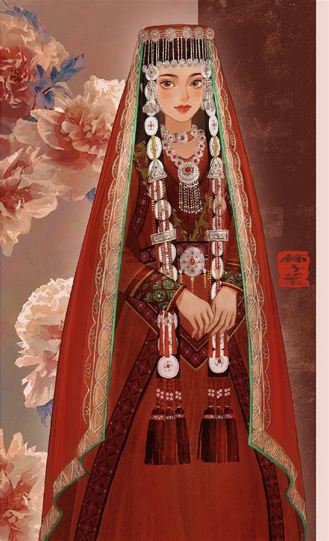 （少数民族插画） 塔吉克族姑娘柿子葉 站酷zcool