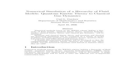 Numerical Simulation Of A Hierarchy Of Fluid Models Gardner Kinetic Pdf Numerical