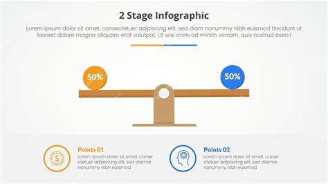 비교를 위해 2 포인트 스테이지 템플릿 반대 인포그래픽 개념 슬라이드 프레젠테이션을 위해 나무 스케일 비율 평평한 스타일 무료 벡터